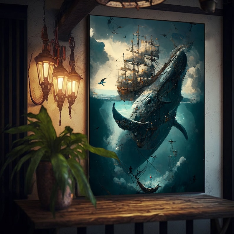 Whale & Pirate Ship Poster, Wall Art, Instant Download Printable Home ...