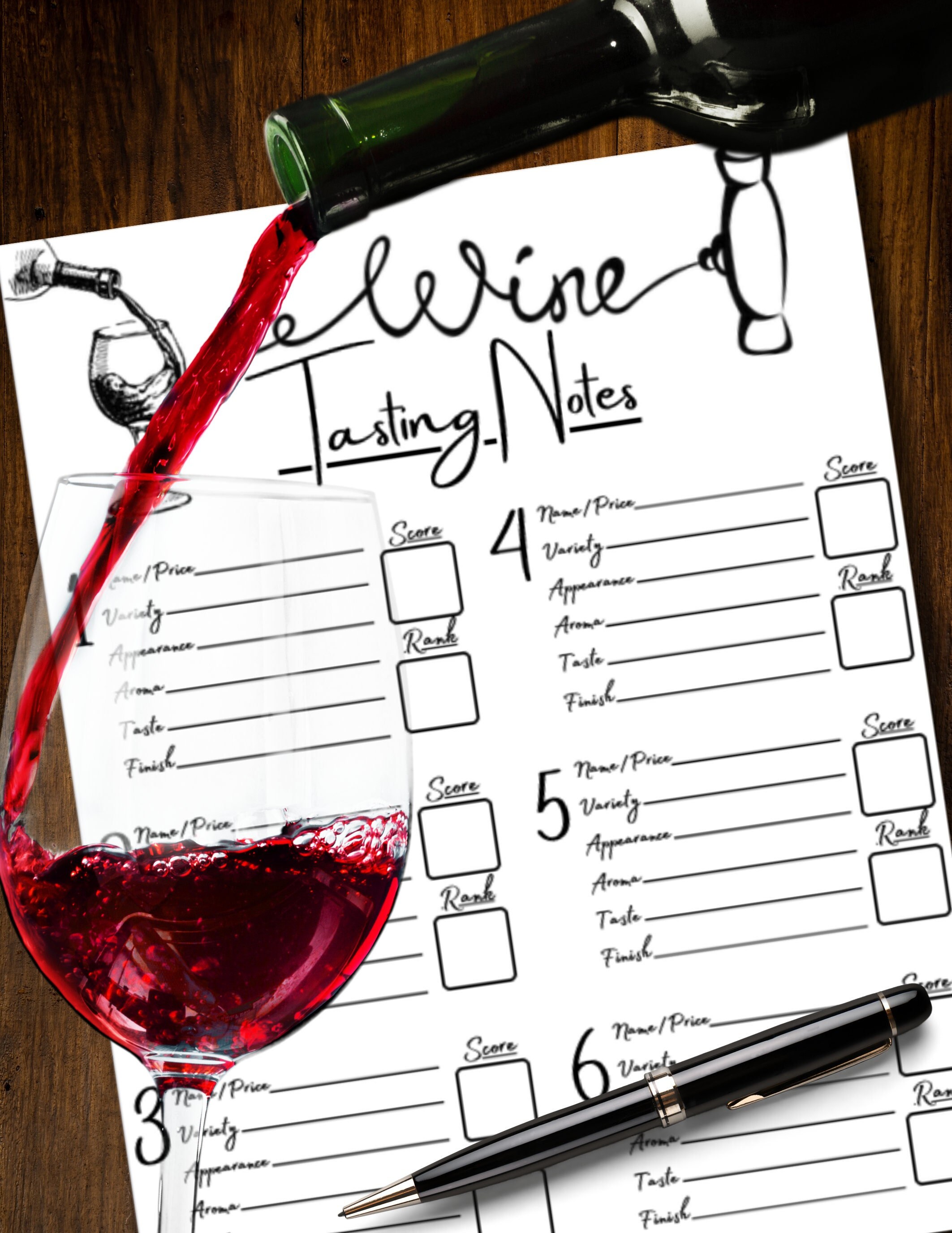 Wine Tasting Notes Scorecard - Etsy