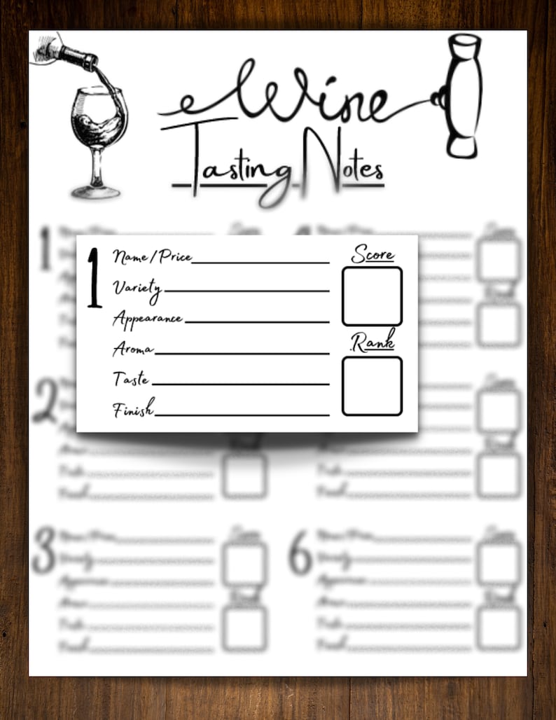Wine Tasting Notes Scorecard - Etsy