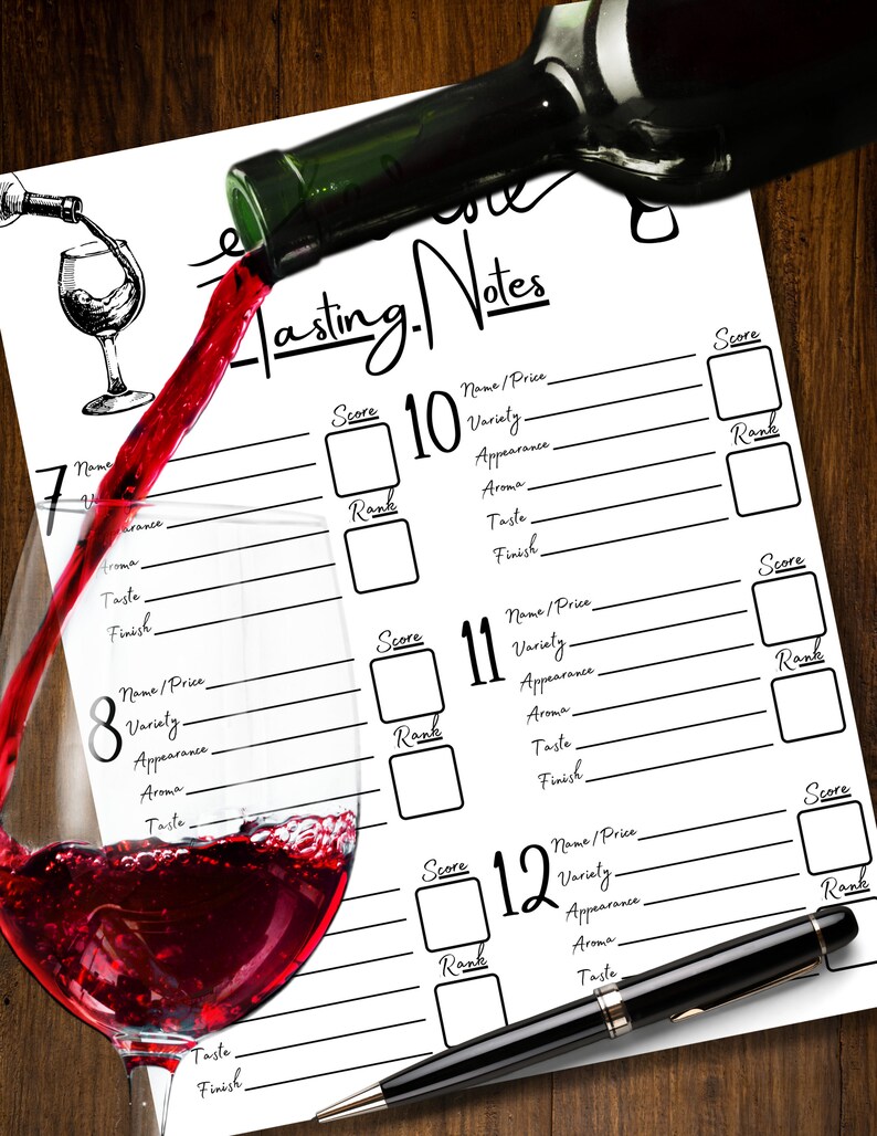 Wine Tasting Notes Scorecard - Etsy