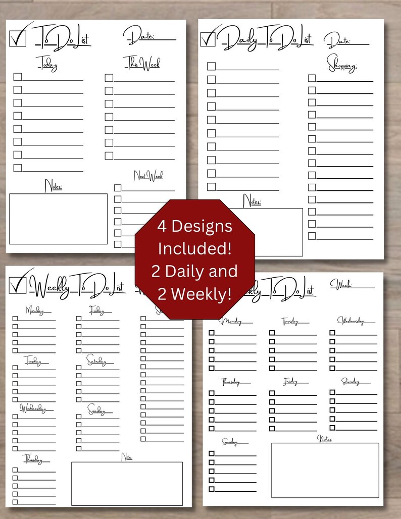 To Do Lists (2 Daily and 2 Weekly) - Etsy
