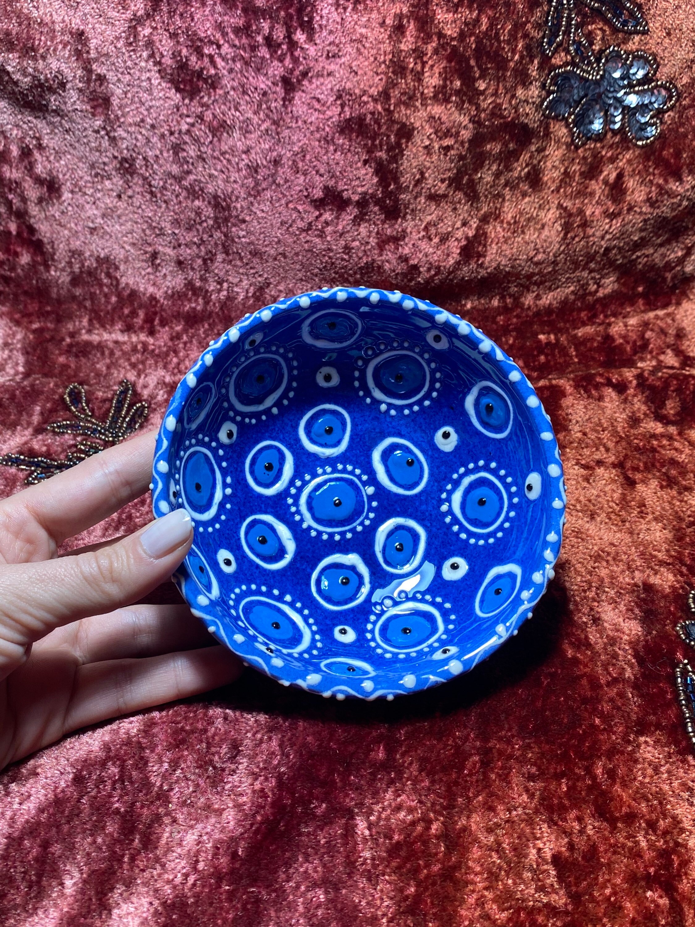 Set of 3,evil Eye Ceramic Bowl, Pottery Bowl , Jewelry Holder,evil Eye ...