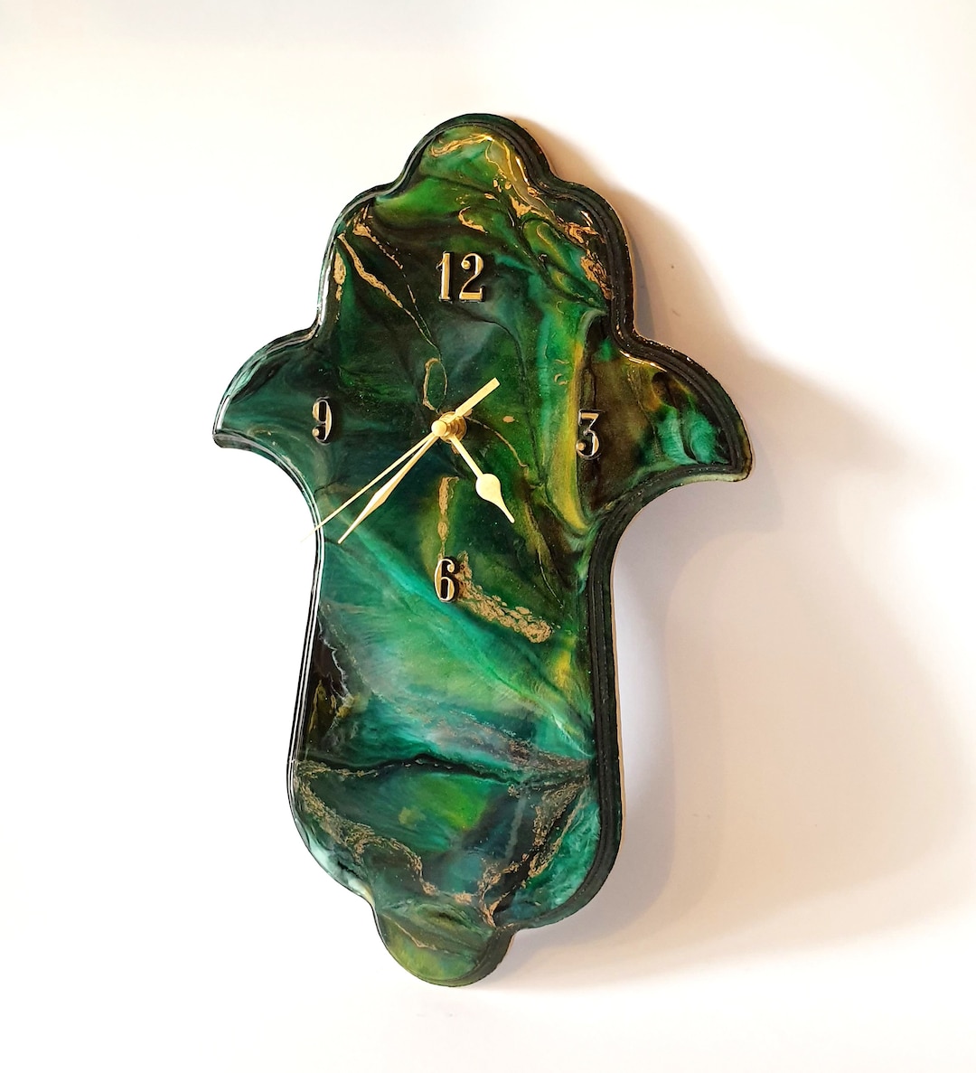 Exclusive Resin Wall Clock Hamsa Amulets, Kabbalah Hand of Fatima ...