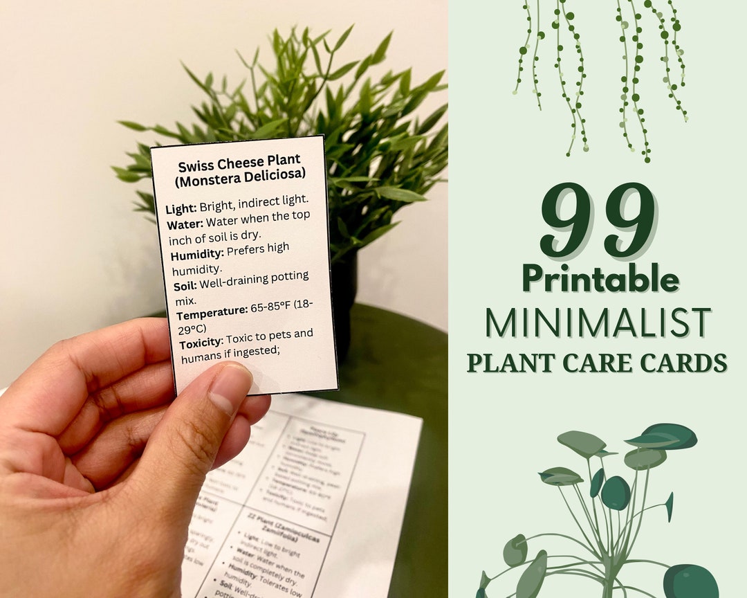99 Printable Plant Care Cards, Plant Labels and Plant Tags, Minimalist ...