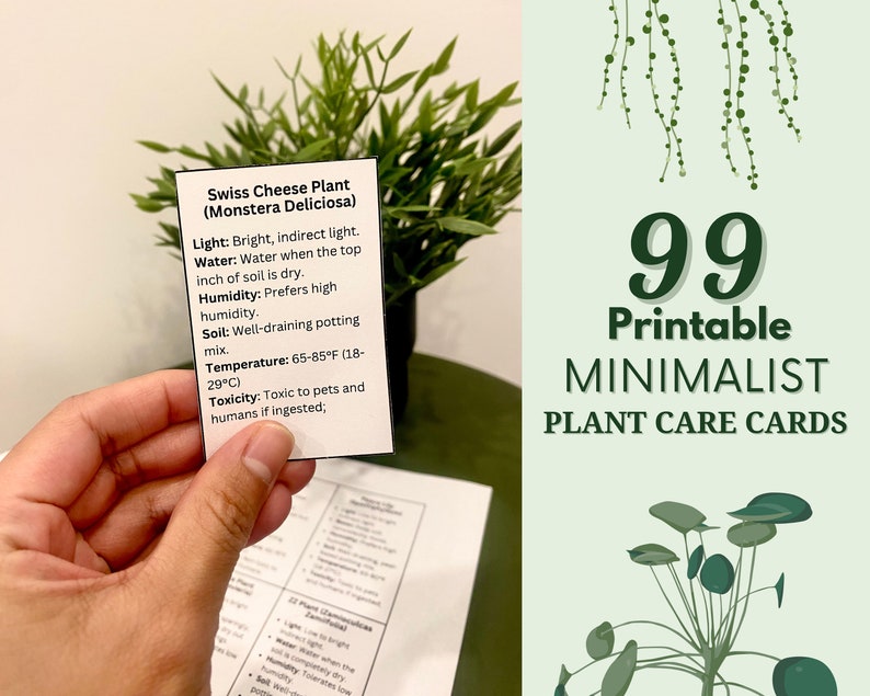 99 Printable Plant Care Cards, Plant Labels and Plant Tags, Minimalist ...