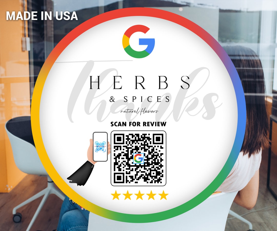 Customized Google QR Round Vinyl Sticker, Google Review QR Code ...