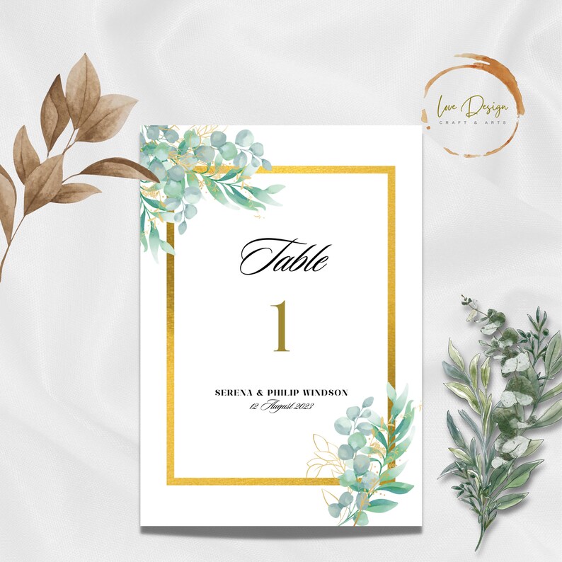 Wedding Invitation Set Green Leaves Gold Boarder Wedding - Etsy