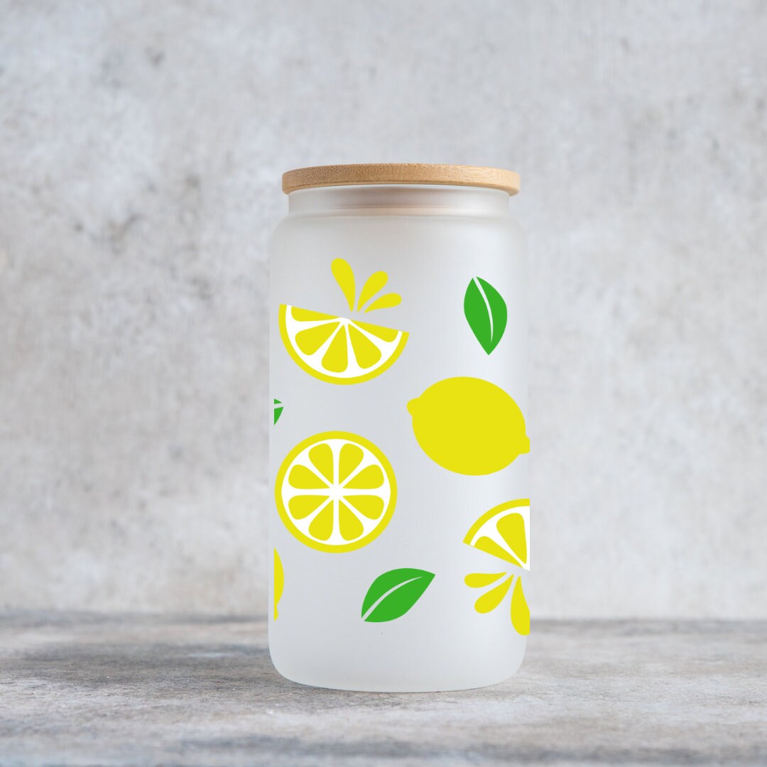 Clear Lemon Glass Tin, Lemonade Lover, Lemon Art, Lemonade Glass Decal ...