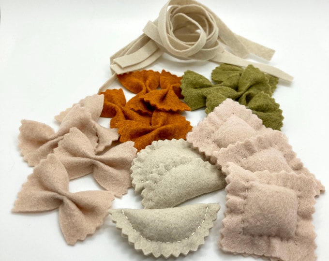 Educational Set of Pasta 6 Types, Handmade Set of Felt Pasta Pretend ...