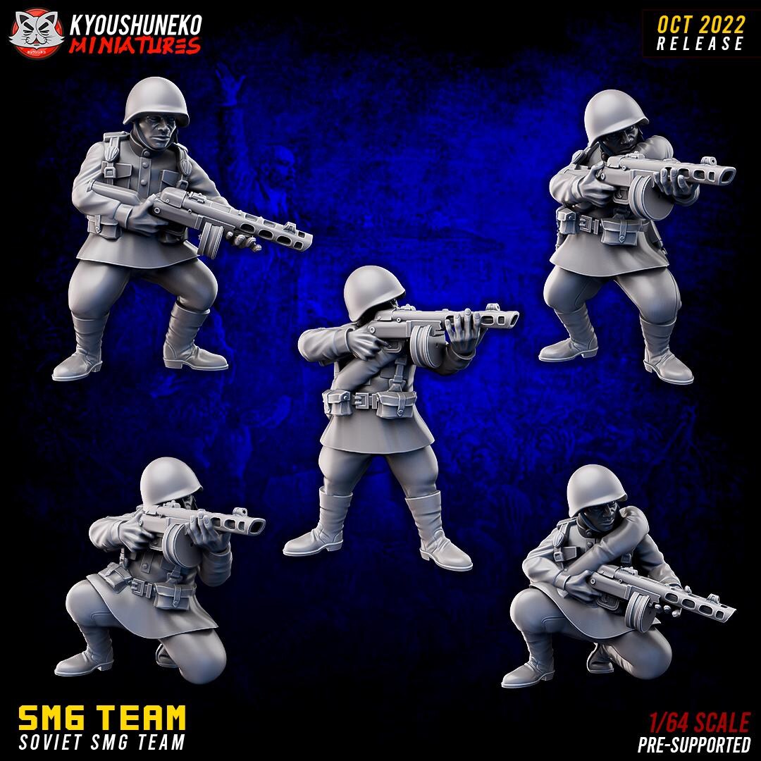 Ww2 Soviet Soldiers With Smg 1.72 28mm 32mm - Etsy