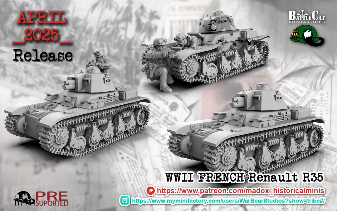 WW2 French Renault R35 Tank A,B,C 1:72 & 28mm - Etsy