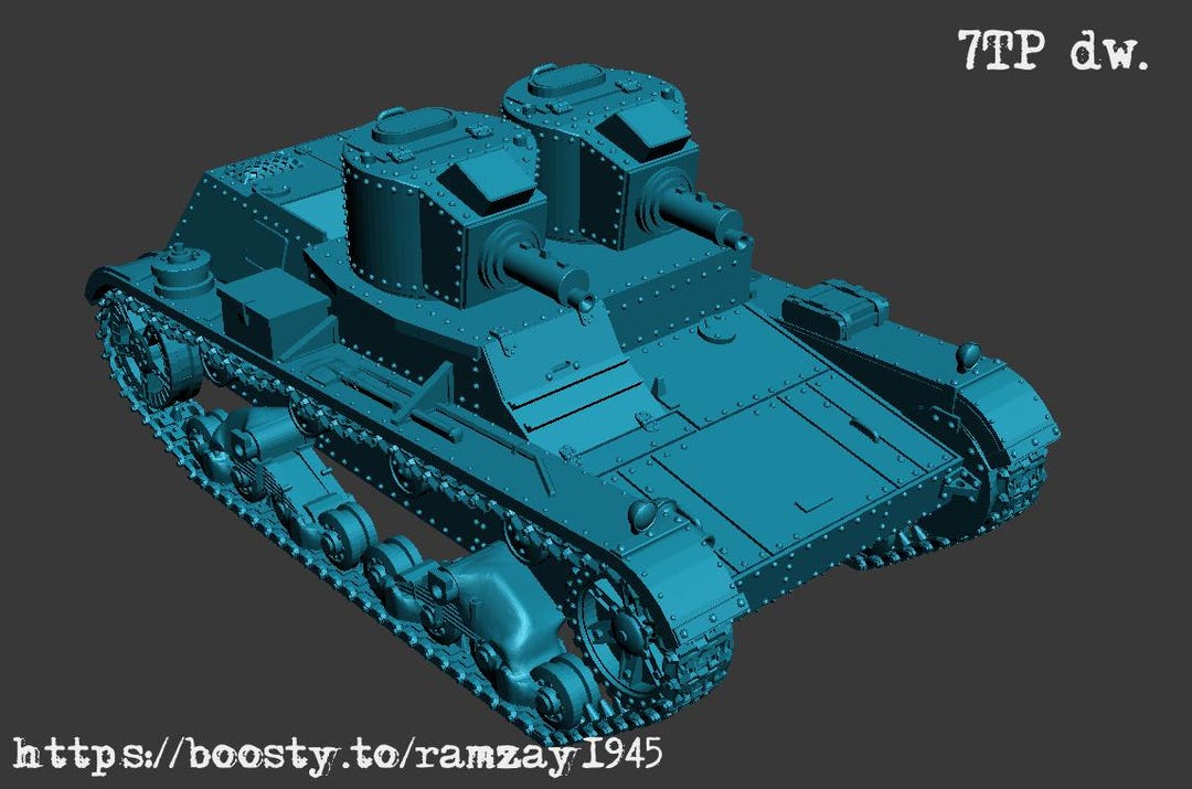 Ww2 Tank 7TP DW 15mm & 1:72 Scale - Etsy