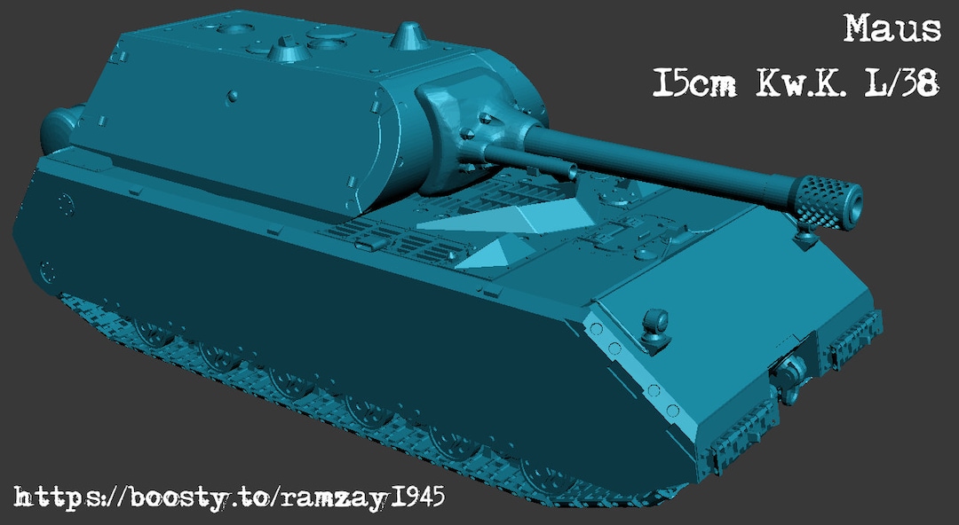 Ww2 Tank Maus Front 15cm 15mm & 1:72 Scale - Etsy