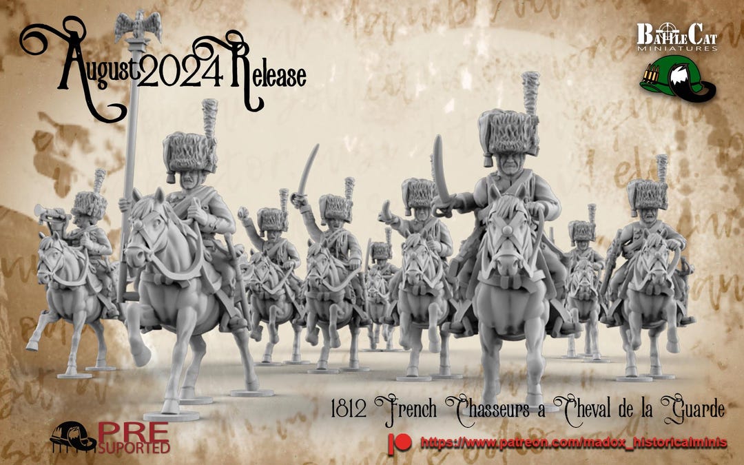 Napoleonic 1812 French Chasseurs a Cheval De La Guarde 10 Models 1:72 ...