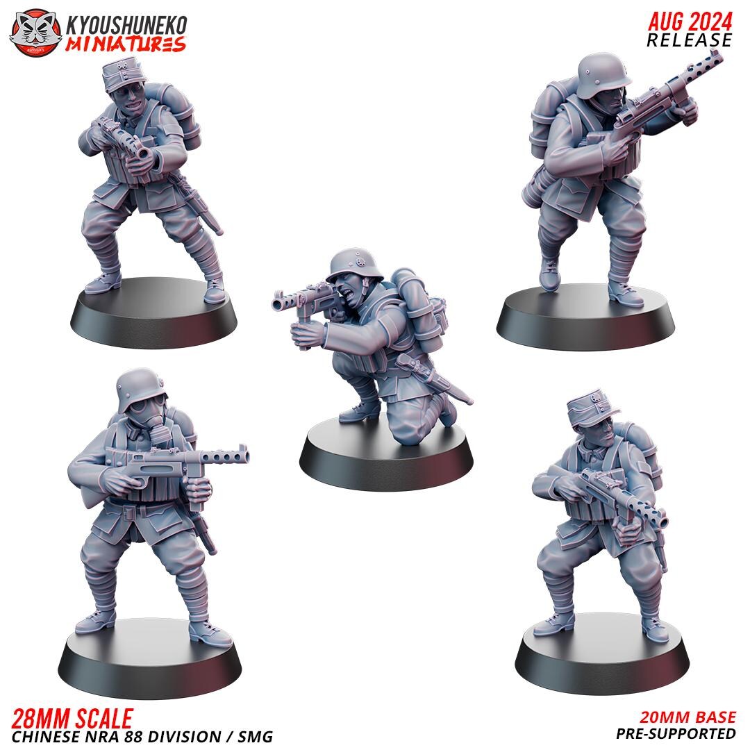 Ww2 China NRA With German Armor Smg Troop 1.72 28mm 32mm - Etsy