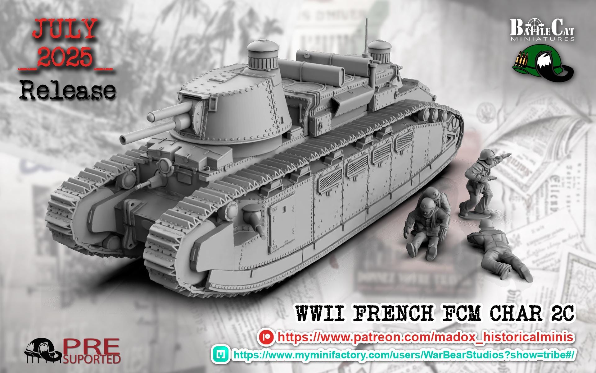 WW2 FRENCH FCM CHAR 2C-2 With Crew 1:72 & 28mm - Etsy