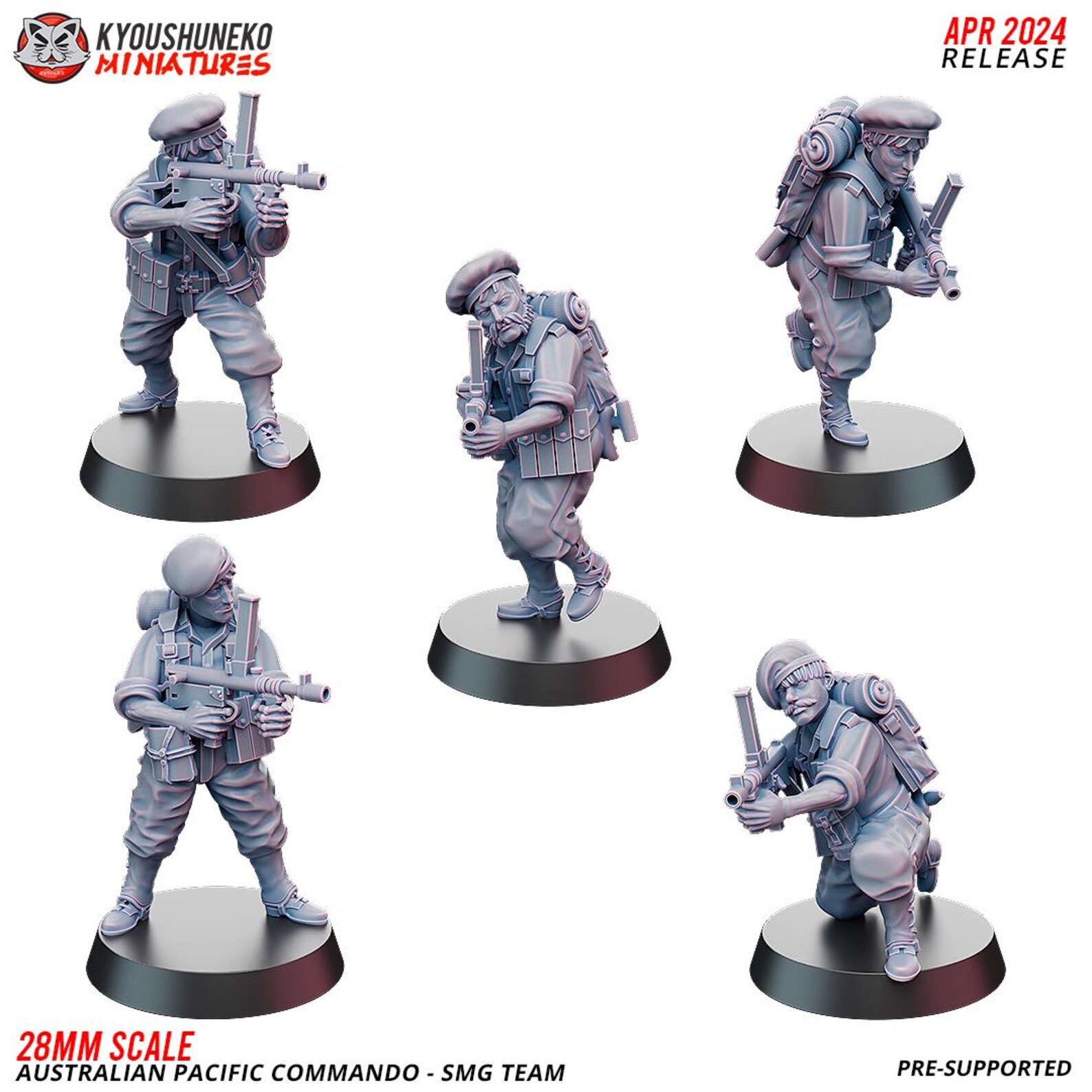 Ww2 Australian Commando With SMG 1.72 28mm 32mm - Etsy