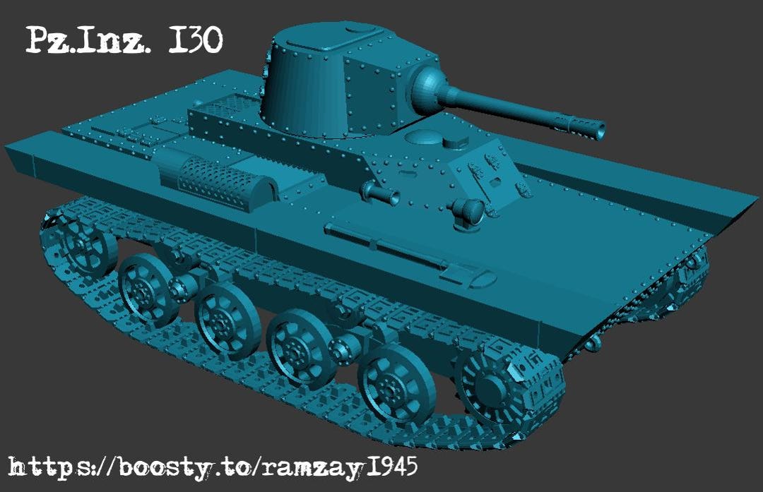 Ww2 Tank Pzinz 130 15mm & 1:72 Scale - Etsy
