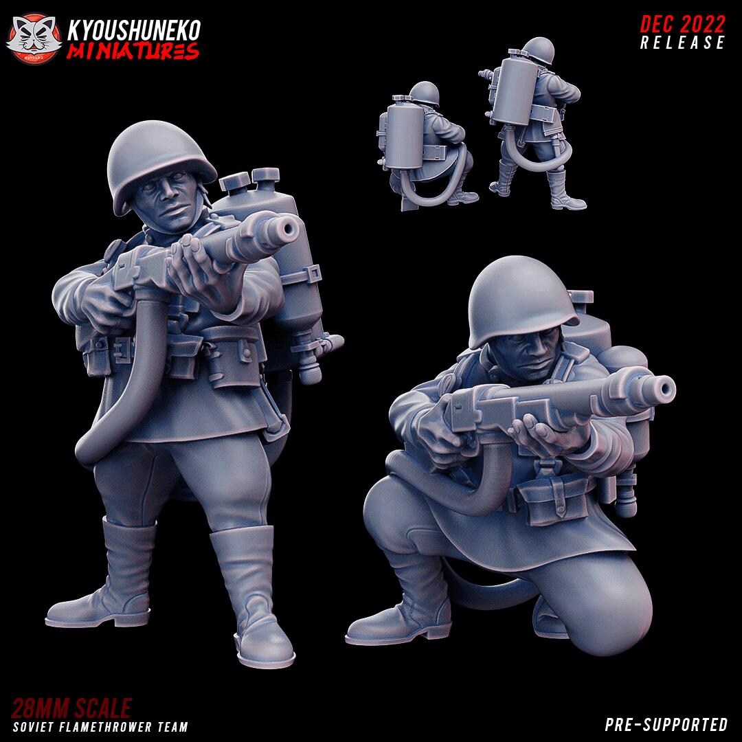 Ww2 Soviet Flamethrower Soldiers 1.72 28mm 32mm - Etsy