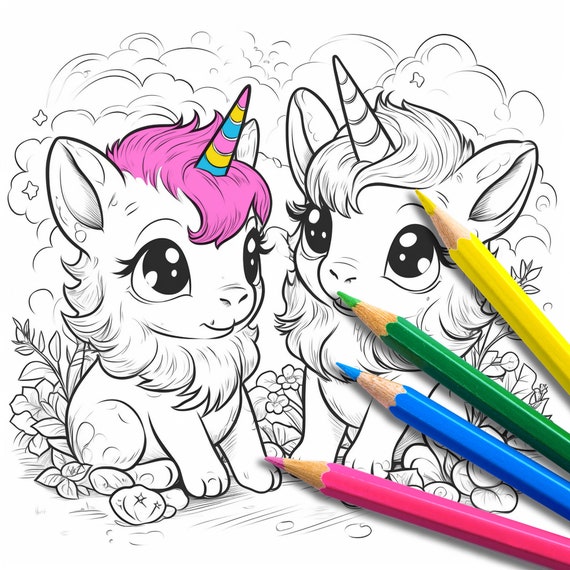 Cute Baby Unicorns Coloring Pages