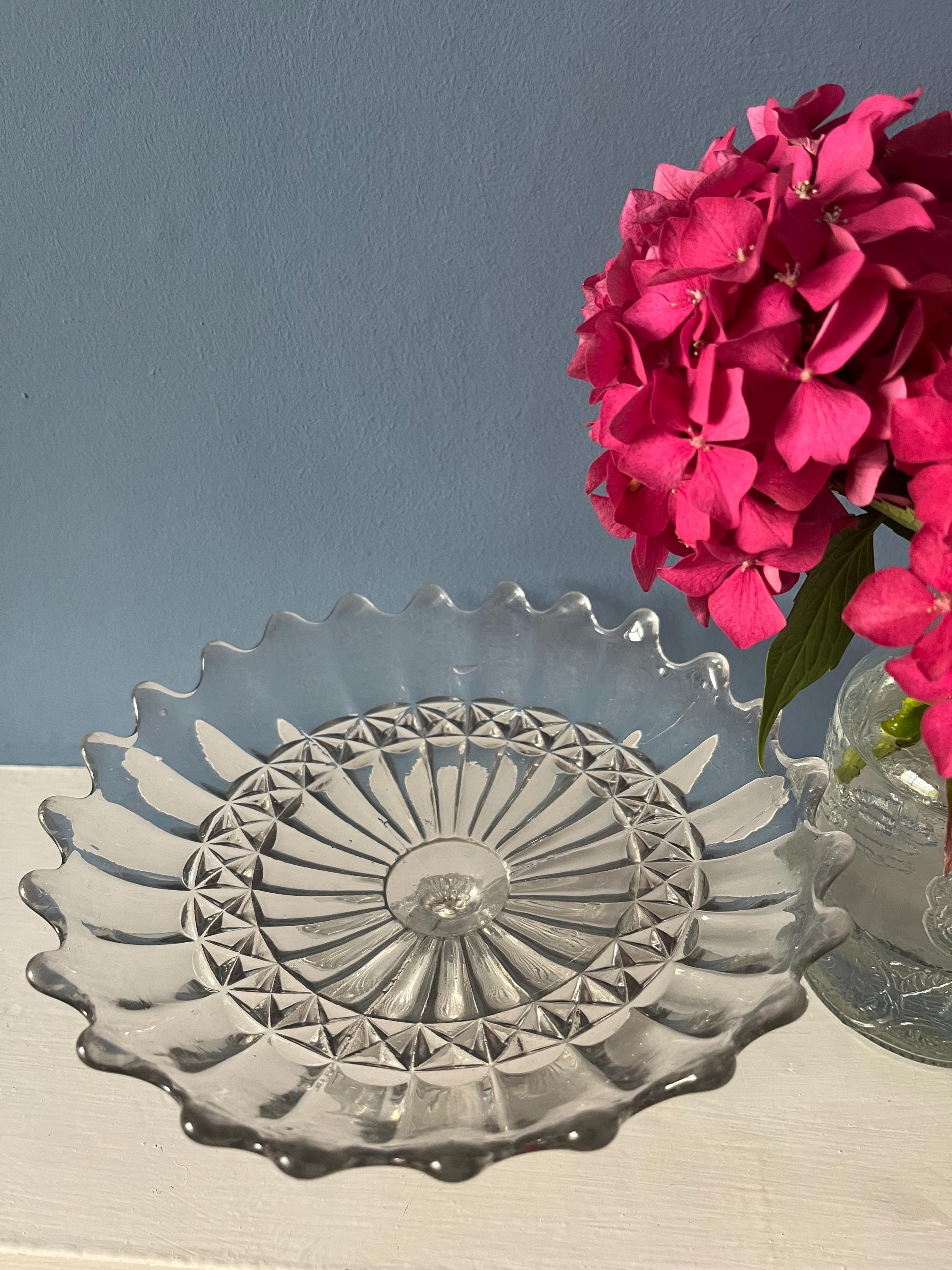Pretty Vintage Mid Century Glass Cake Stand - Etsy