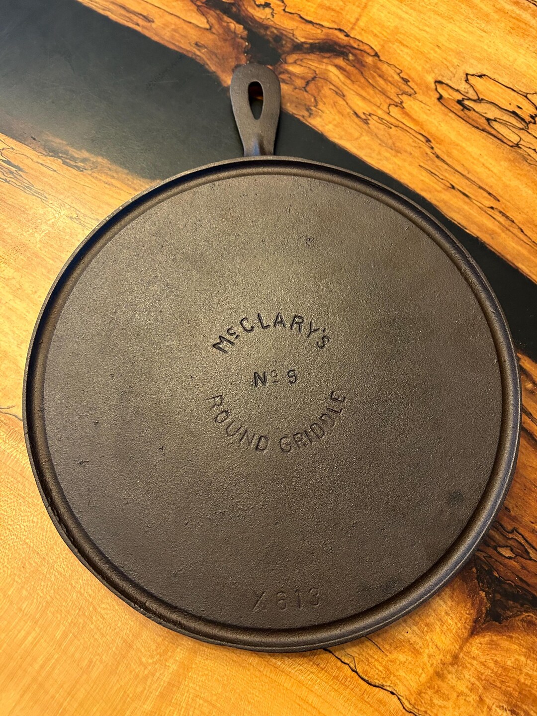 Mcclary Cast Iron Skillet Griddle No9 X613 Sit Flat No Wobble Fully ...