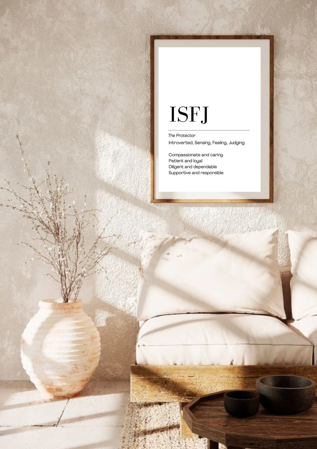 ISFJ Wall Art: Compassionate, Patient, Diligent | Minimalist Print | Myers Briggs Personality ...