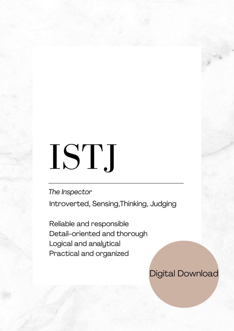 ISTJ Myers Briggs Personality Poster MBTI Wall Art - Etsy