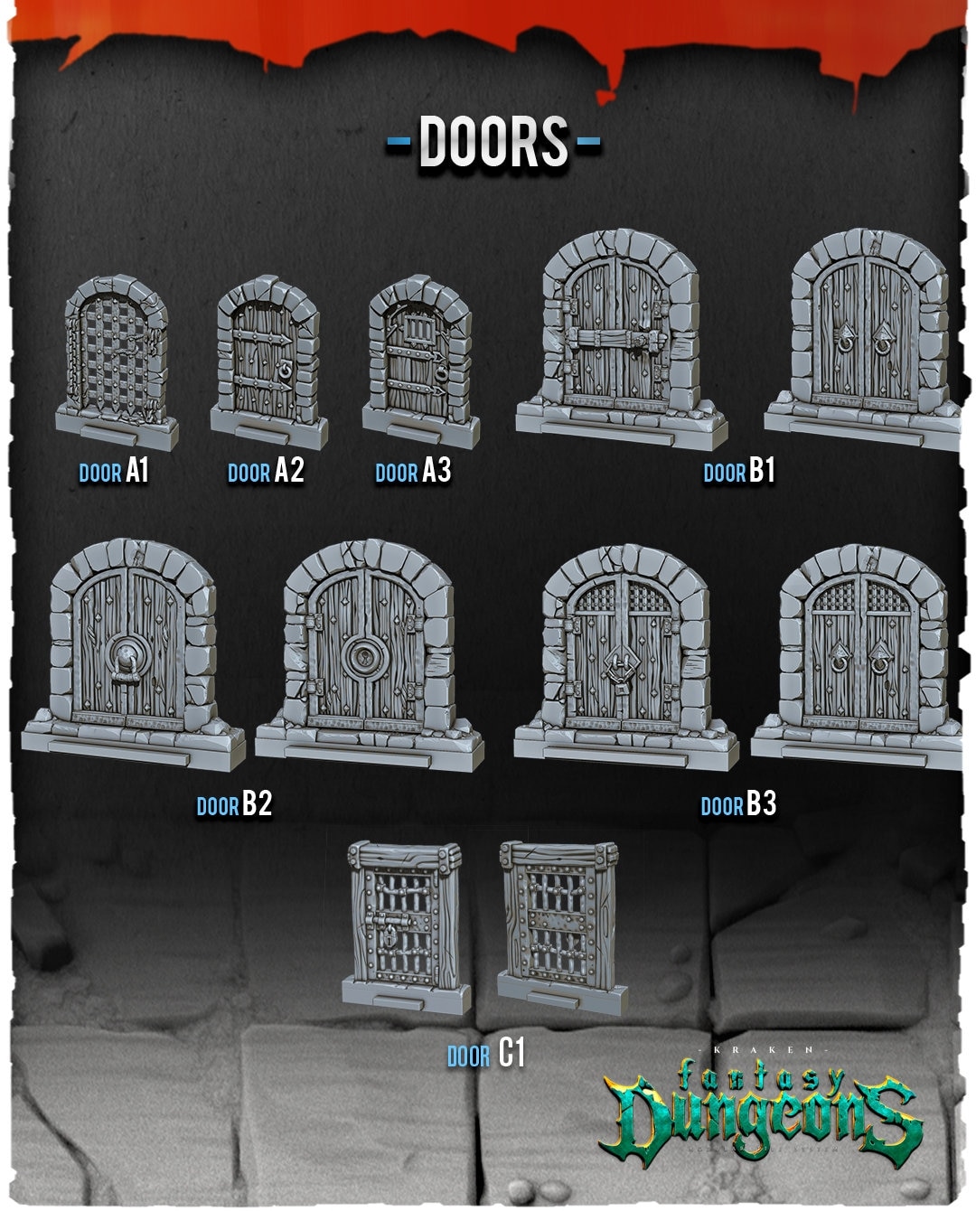 Kraken 3D Studio - Fantasy Dungeon - Stone dungeon Doors - Etsy France