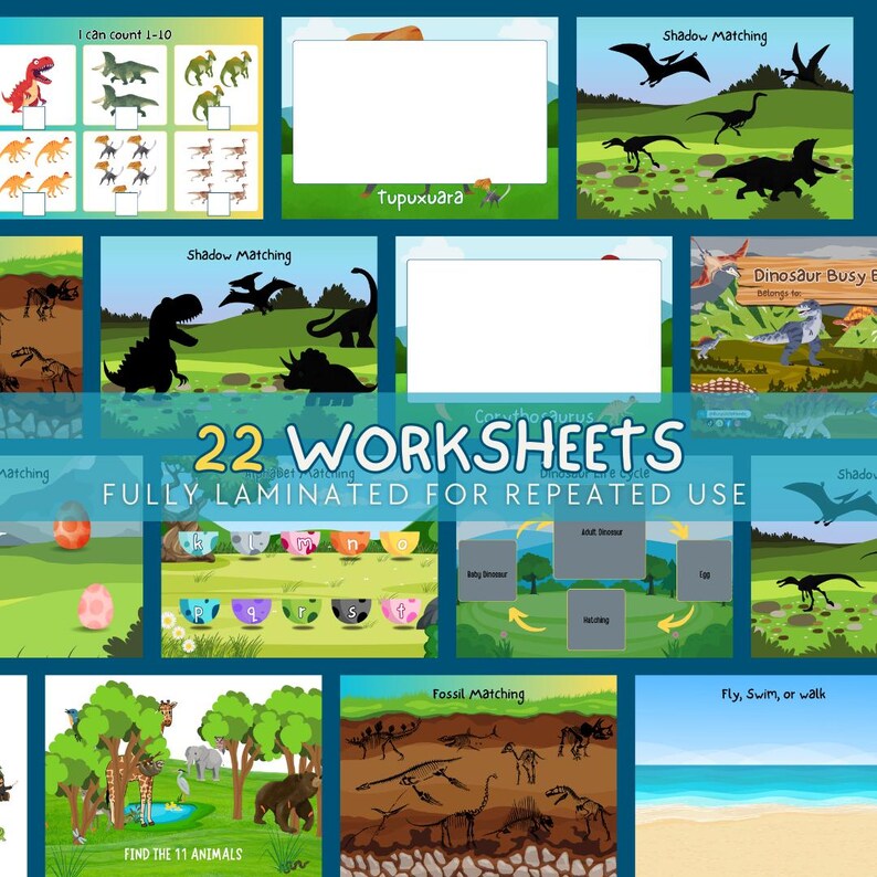 Dinosaur Busy Book for Preschoolers Printable Activity Pack Homeschool ...