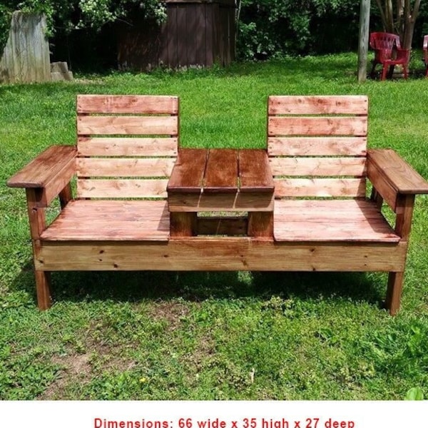 Double Bench With Table - Etsy