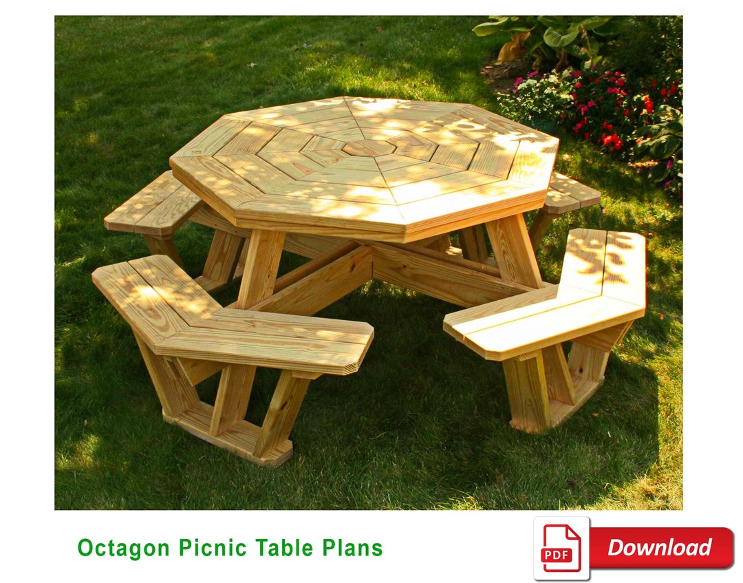 Octagon Picnic Table Plans - Etsy