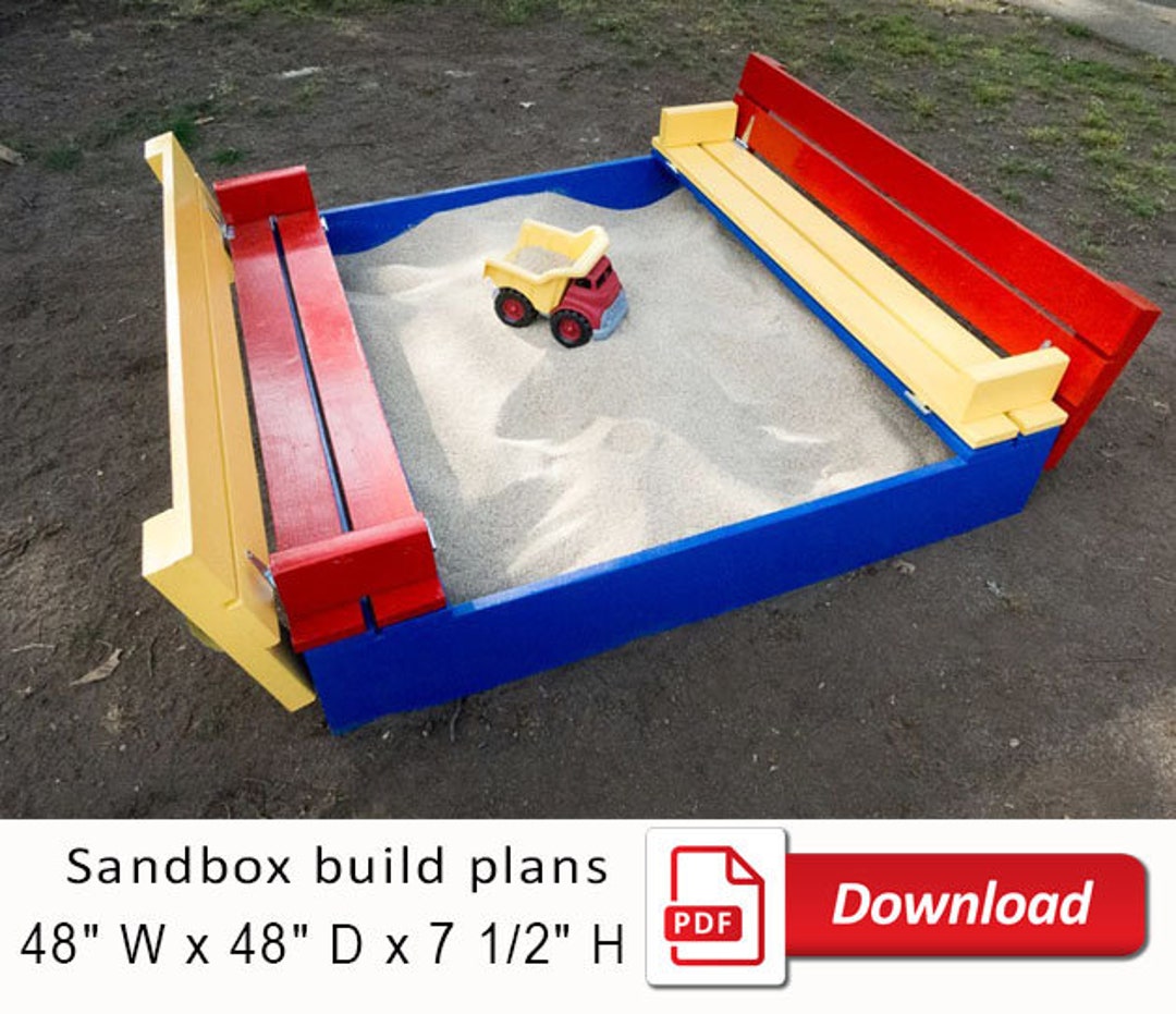 Sand Box Build Plan. Sandbox With Bench Plan. Sandbox With Cover DIY ...