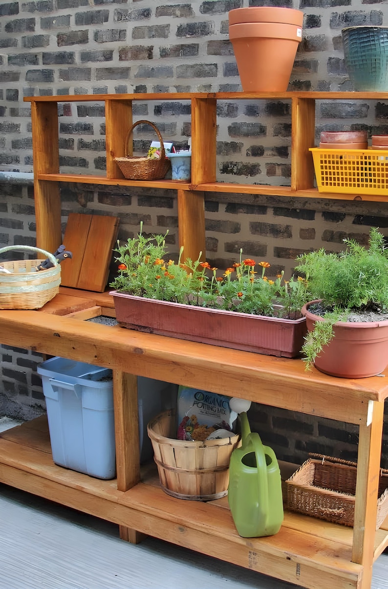 DIY Potting Table Plans Easy Garden Workbench Blueprint Outdoor ...