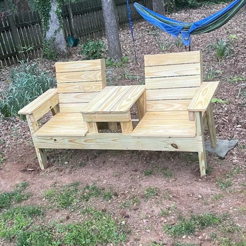 Double Chair Bench With Middle Table Plan - Etsy