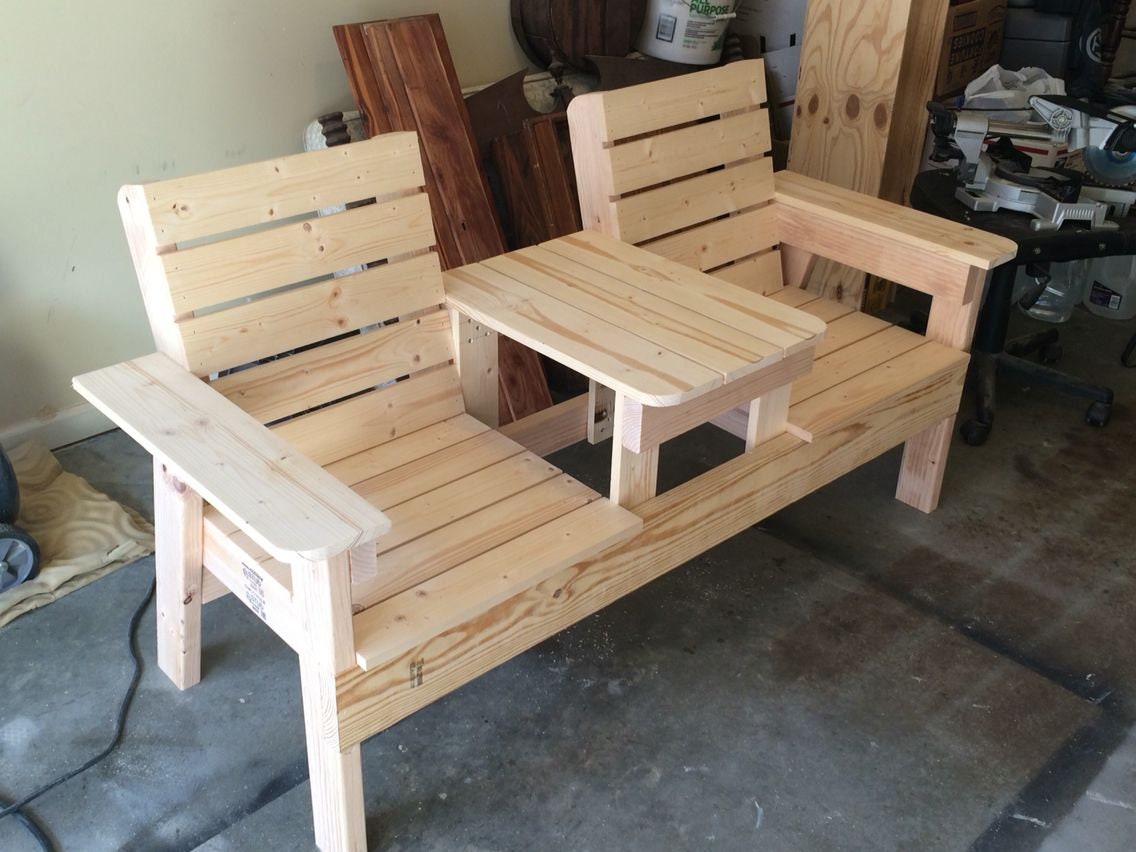 Double Garden Chair Bench With Middle Table Plan - Etsy