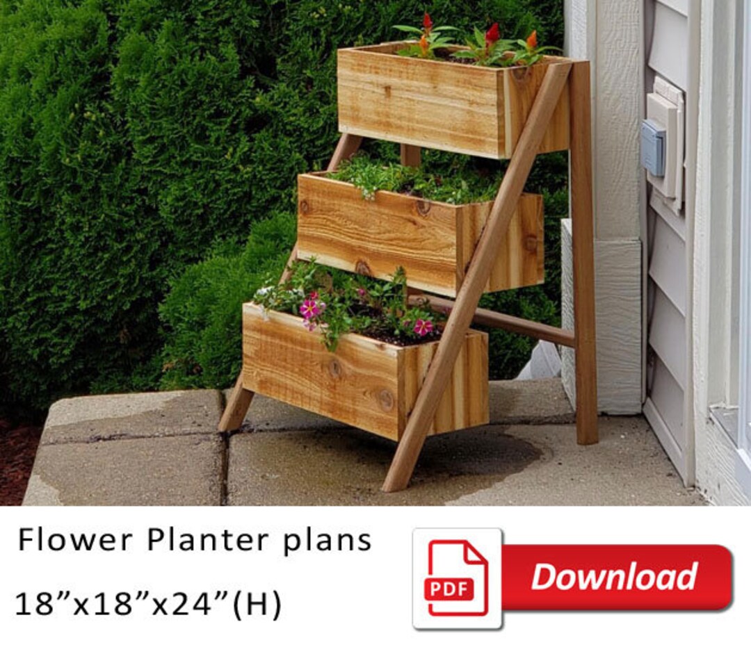 3 Tier Raised Planter Box DIY Plans: Vertical Garden (PDF) - Etsy