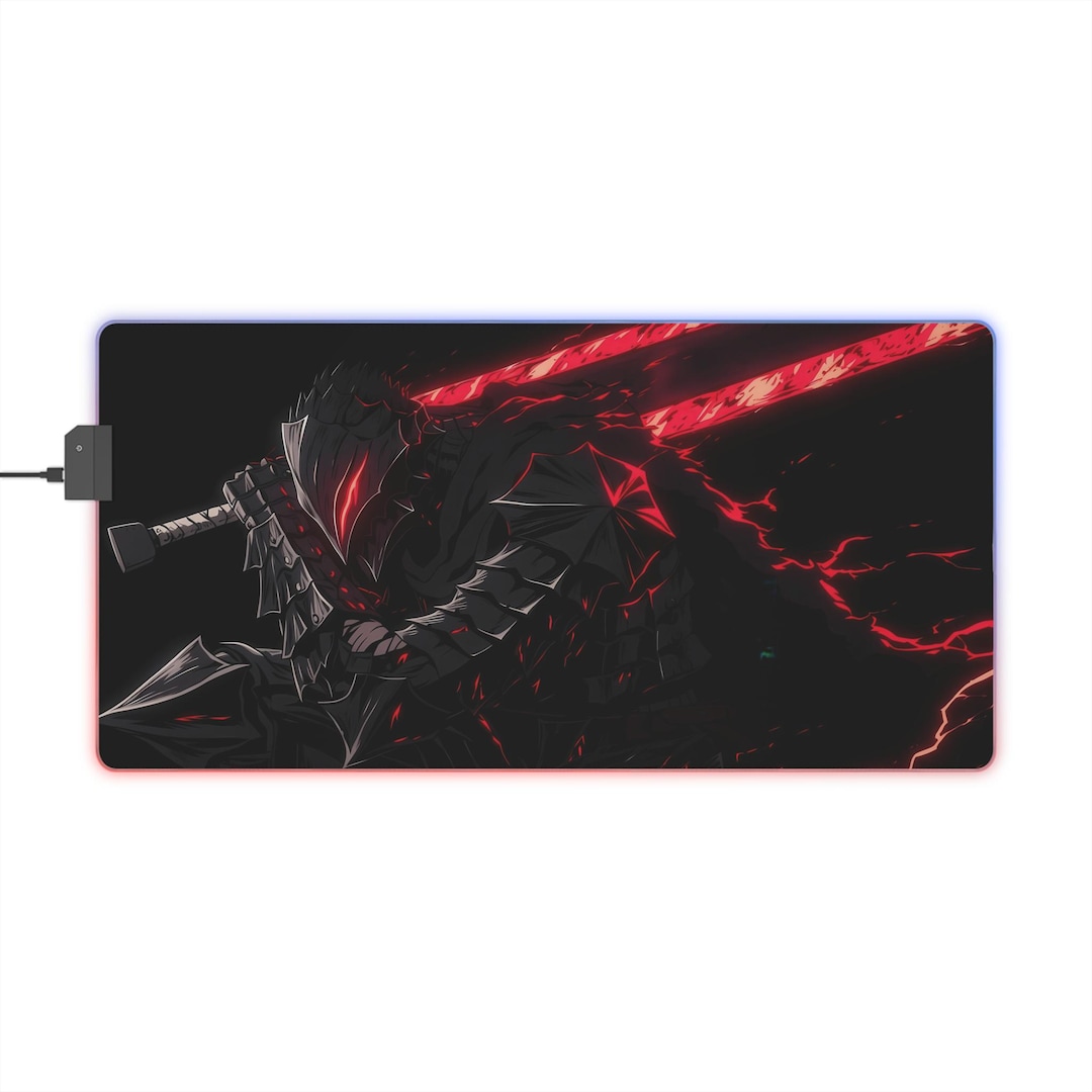 Mouse Pad, Guts Berserk Manga Anime, LED Gaming Desk Mat, Custom RGB ...