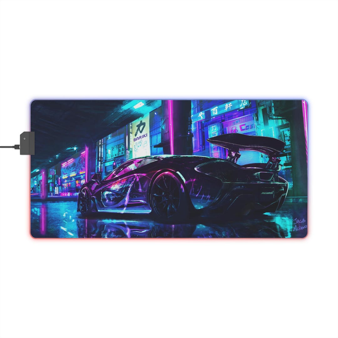 Gaming Mouse Pad, Cyberpunk Mclaren Supercar Design, LED RGB Light up ...