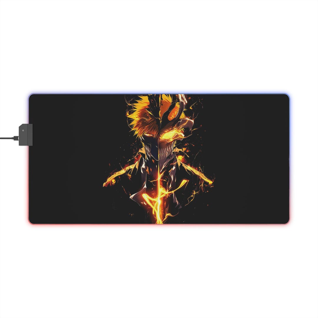 Gaming Mouse Pad, Ichigo Kurosaki, Bleach Design, Anime Desk Mat, LED ...