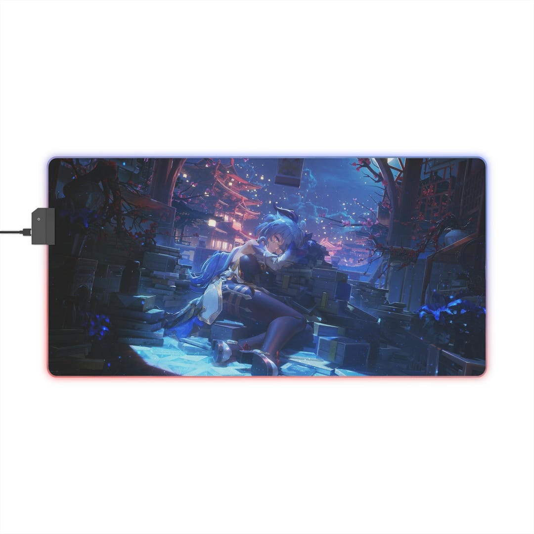 Gaming Mouse Pad, Ganyu Mouse Mat, Desk Pad, RGB LED, Genshin Impact ...