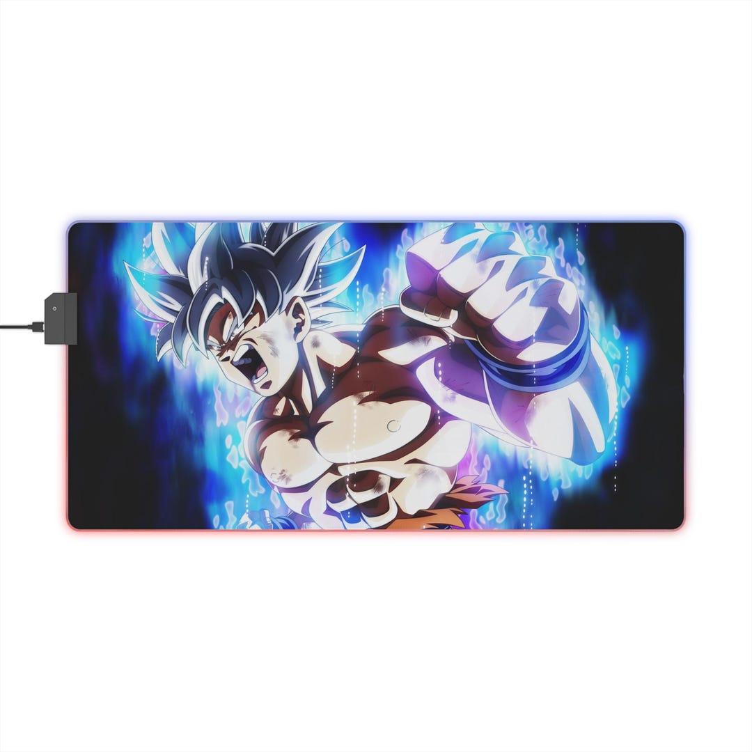 Gaming Mouse Pad, Goku Dragonball Z Design - Anime Mouse Mat, LED Light ...