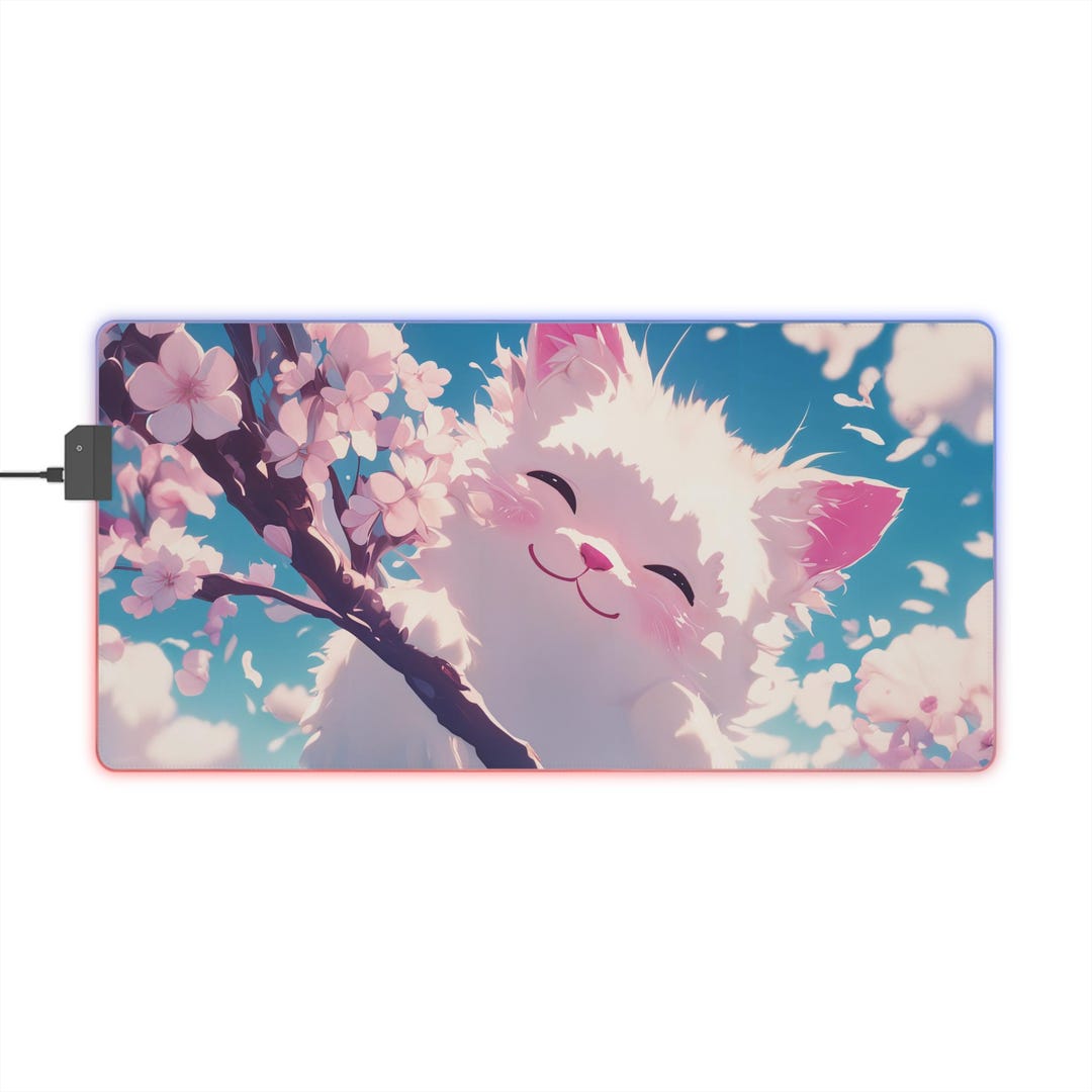Mouse Pad, Cute Kawaii Anime Cat LED Gaming Mat, Desk Accessories, Gift ...
