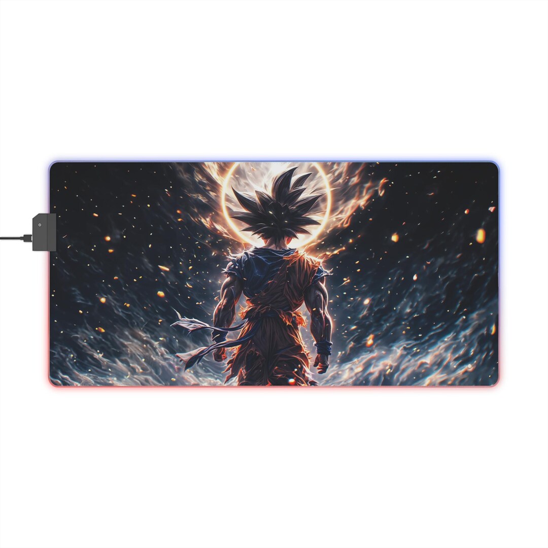 Gaming Mouse Pad, Goku Dragonball Z Design - Anime Mouse Mat, LED Light ...