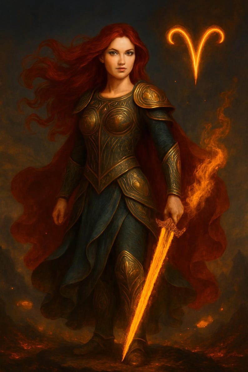 Fire Sign Zodiac Goddess Bundle | Aries Leo Sagittarius Astrology Art ...