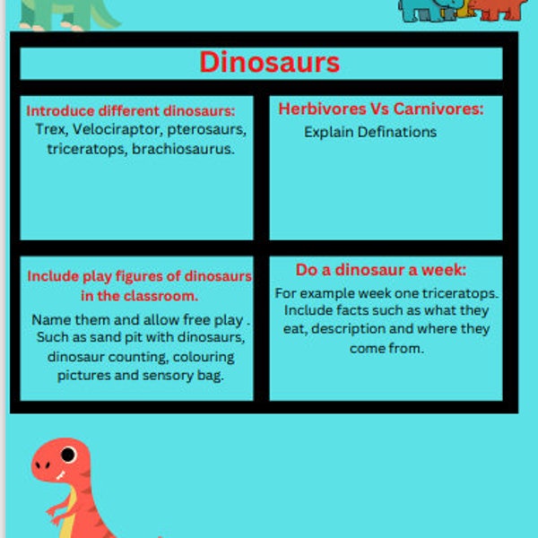 Dinosaur Lesson Plan Preschool - Etsy