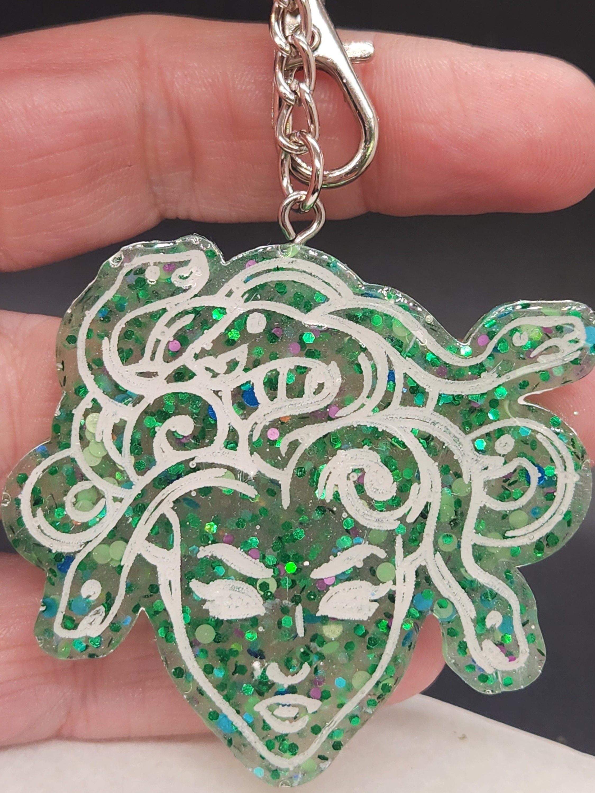 Mythical Creature Medusa Snake Woman Goddess Green Glitter Resin ...