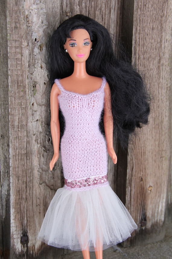 Knitted Dress With Tulle for Barbie Doll Light Pink Etsy Australia