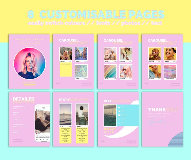 Customisable Influencer Analytics Report Canva Template for Content ...