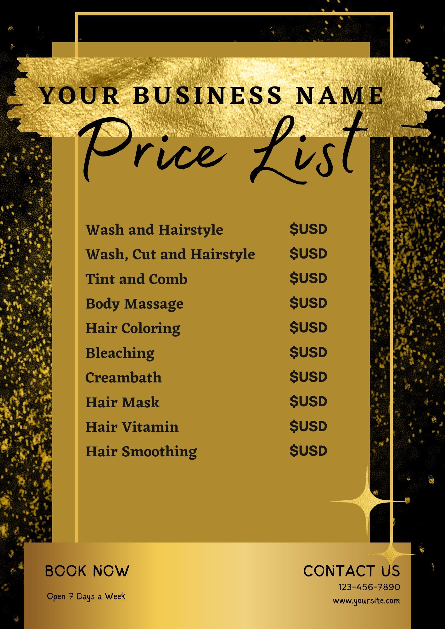 Price Sheet DIY Templates Digital Product Editable Template Price List ...